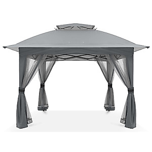 COOSHADE 13x13Ft Easy Pop Up Canopy Tent Instant Folding Shelter with Mosquito Netting Walls(Grey)