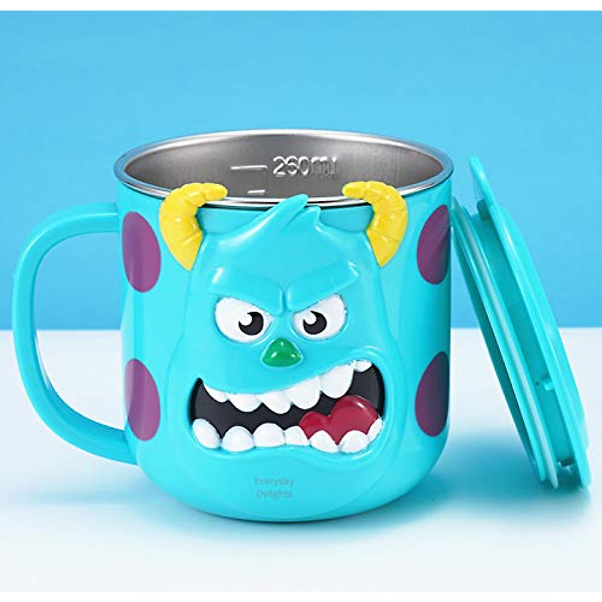 Everyday Delights Disney 3D Monster University Sulley Blue Durable Stainless Steel Insulated Cup with Lid, 250ml