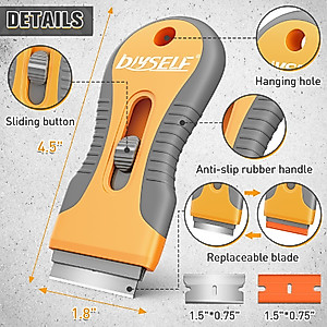 DIYSELF 2 Pack Razor Blade Scraper with 20 Metal Razor Blades, Plastic Scraper for Cleaning, Razor Scraper for Glass Cooktop, Top Stove, Vehicle, Window and Paint, Wallpaper Remover