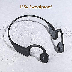 YODZ Bluetooth 5.0 Bone Conduction Headphones, IPX6 Waterproof Wireless Outdoor Sport Headset with Mic, USB Charging, for Running Driving Cycling, Meeting,Blue