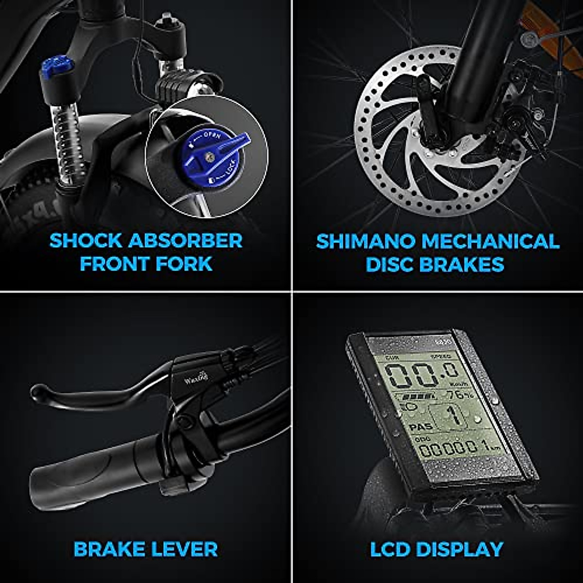 SAMEBIKE 750W Fat Tire Electric Bike 26'' Electric Mountain Bike 48V 15AH Battery with 3A Fast Charger, 28MPH Adult Electric Bicycles Suspension Fork, Shimano 7 Speed Shifting for Trail Riding