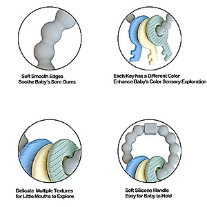 Baby Teether Keys,Teething Keys Toys for 3 to 18 Months Infants Toddler Sensory Chew Toys BPA-Free Toy for Baby Teething Relief(Grey)