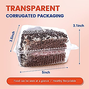 DODHEG 120 PCS Plastic Cake Containers, Clear Hinged Plastic Containers, Clear Plastic Take out Containers, with Bring 120 Sealing Stickers, for Home Bakery and Cafe (5.5x4.2x3 inches) Triangles.