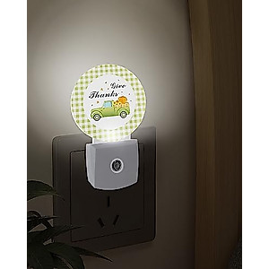 Night Light Plug into Wall, LED Nightlights Thanksgiving Green Truck Pull Pumpkin Small Nightlight Auto Dusk-to-Dawn Sensor Lamp LED Night Lights for Kid's Bedroom, Bathroom