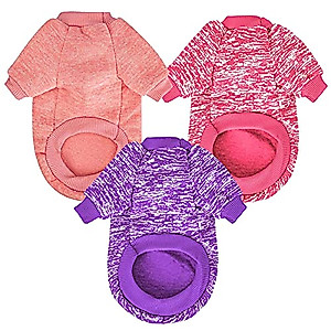MOIRIG Dog Sweater, Dog Sweaters for Small Dogs, 3 Pack Warm Soft Pet Clothes for Puppy, Medium Large Cat, Dogs Girl or Boy, Dog Shirt for Winter Christmas (X-Small, Pink+Purple+HotPink)
