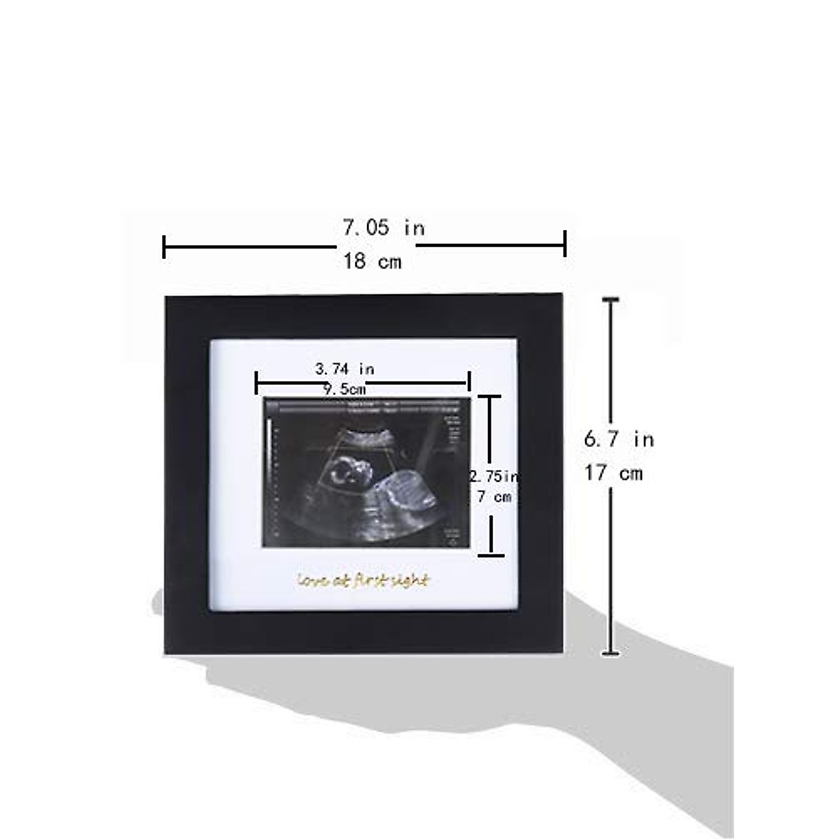 IHEIPYE Baby Sonogram Photo Frame - 1st Ultrasound Picture Frame - Idea Gift for Expecting Parents,Baby Shower, Gender Reveal Party,Baby Nursery Decor (Silver Text, Black)