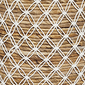 Deco 79 Banana Leaf Handmade Decorative and Functional Storage Basket String Detail Basket Organizer with Handles, Set of 2 Basket for Storage 19", 17"H, Brown