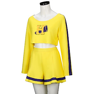 FOGHORN Women Girls Cheerleader Costume Halloween Sports School Fancy Yellow Cheerleading Uniform Outfit(XS)