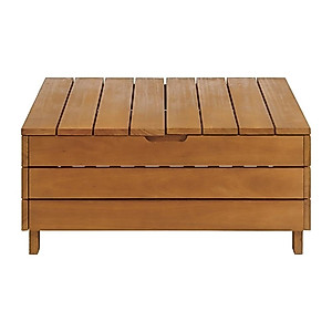 Outdoor Coffee Table - Weather-Resistant Eucalyptus Wood Patio Furniture Table with Lift Top Storage Compartment (Brown)
