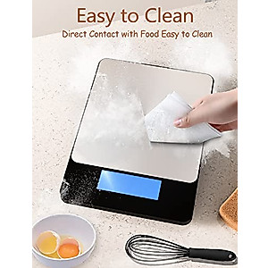 Food Scale -33lb Digital Kitchen Scale for Food Ounces Grams Rechargeable 304 Stainless Steel,Batteries and Type-C Charging | Perfect for Meal Prep, Cooking, and Baking