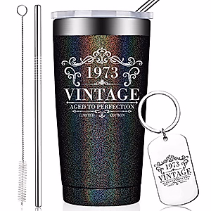 BIRGILT 50th Birthday Gifts for Women - 1973 Birthday Gifts for Her - 50th Birthday Decorations - 20oz Vintage 1973 Tumbler Cup