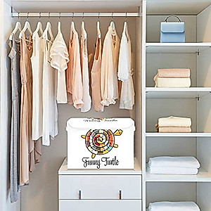 CaTaKu Funny Cartoon Turtle Storage Bins with Lids and Handles, Fabric Large Storage Container Cube Basket with Lid Decorative Storage Boxes for Organizing Clothes