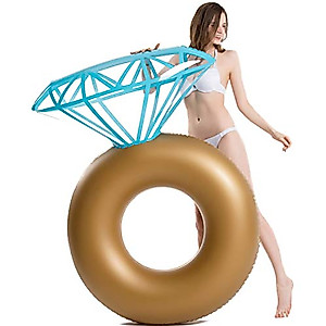 Jasonwell Inflatable Diamond Ring Pool Float - Engagement Ring Bachelorette Party Float Stagette Decorations Swimming Tube Floaty Outdoor Water Lounge Floats for Adults