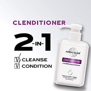 KERACOLOR Clenditioner Cleansing Conditioner Color Safe Prevents Fade - Replaces Your Shampoo, Keratin Infused, 33.8 Fl Oz