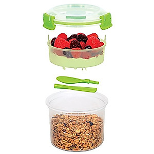 Sistema To Go Collection 1.18 Oz. Salad Dressing Containers, Pink/Green/Blue/Purple, 4 Pack & To Go Collection Breakfast Bowl Food Storage Container, 17.9 oz./0.5 L, Color Received May Vary