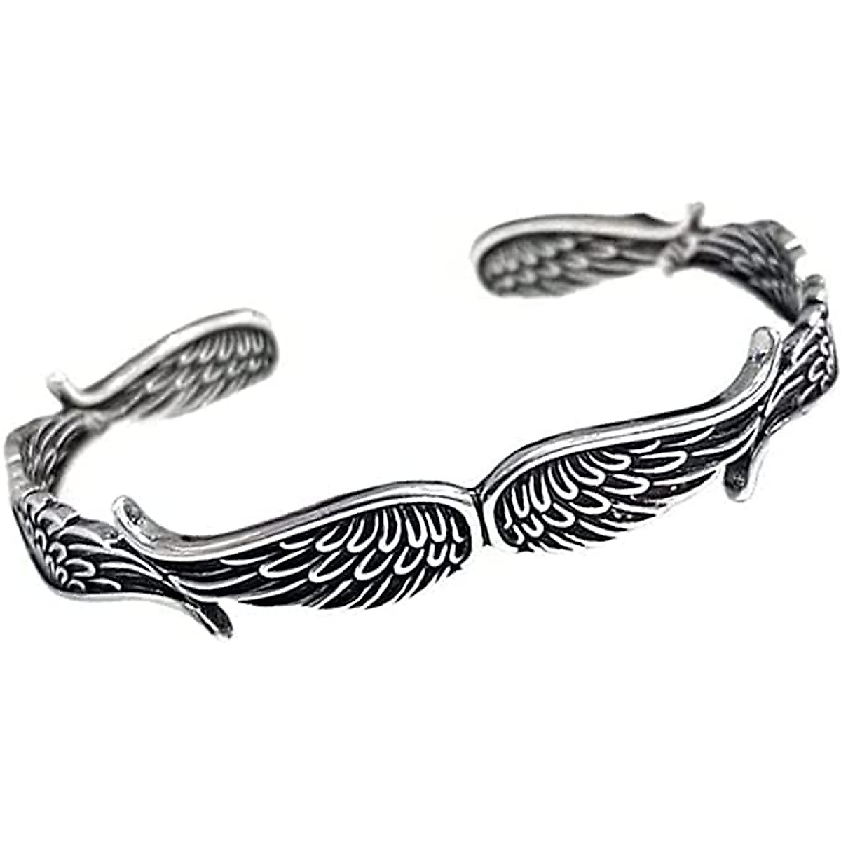 PEKWASY Angel Wings Bracelet for Women Girls, 925 Silver Plated Layering Angel Wings Bracelet Adjustable Inspirational Guardian Angel Bangle Bracelets for Women Men Birthday/Graduation Gifts