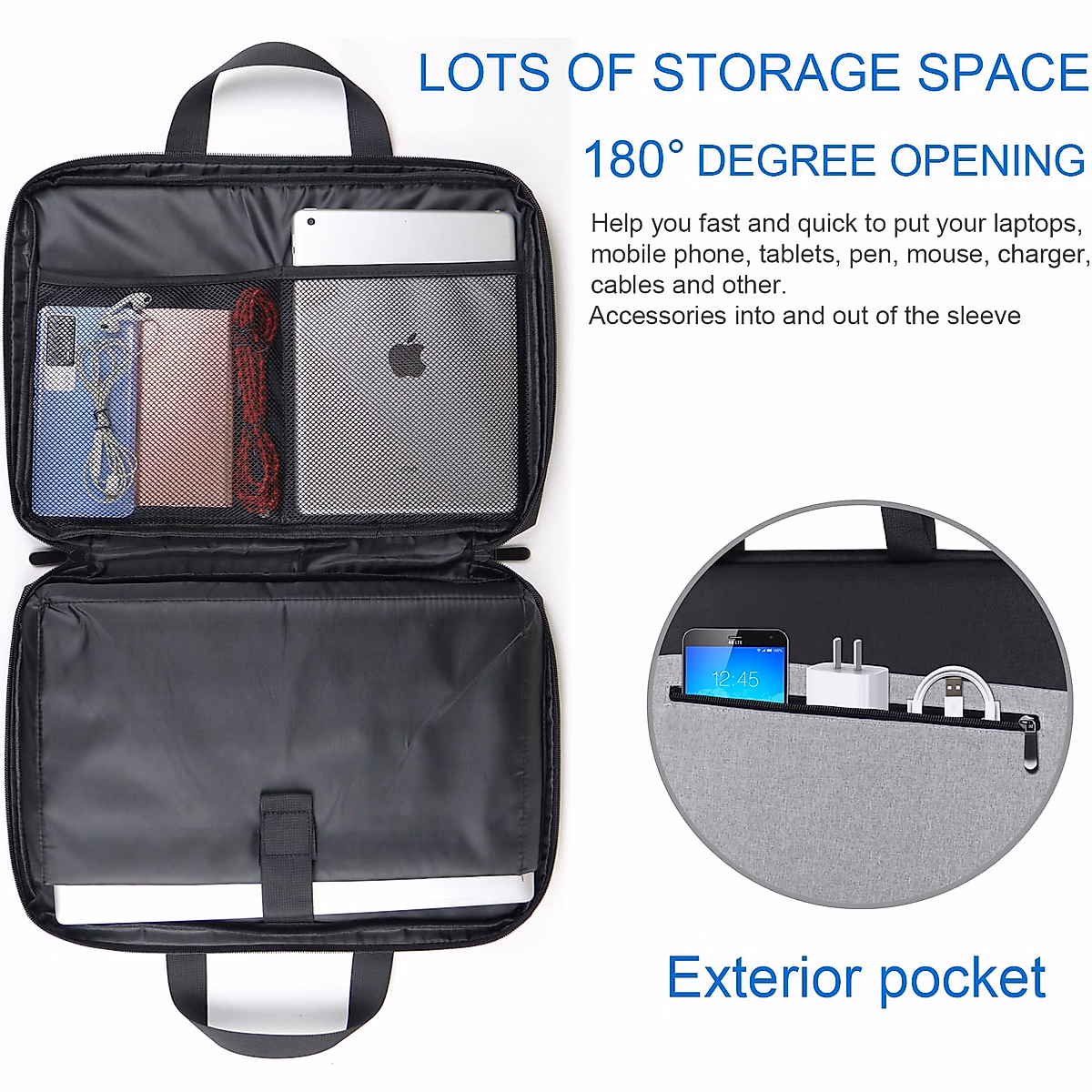 Laptop Case 15.6 Inch, Durable Shockproof Protective Laptop Sleeve, Water Resistant Computer Carrying Bag Briefcase Compatible with 15.6 inch HP, Dell, Acer, Asus, Lenovo, Notebook, Black/Grey