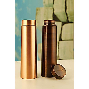 Peak Life Pure Copper Water Bottle for drinking - Copper Bottle Water Sleek Leakproof Copper Vessel for drinking water - Ayurvedic Pure Copper Bottle- 27 Oz (800ml)- Antique & Matt Finish
