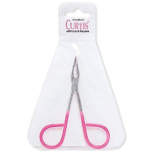 Curtis PROFESSIONAL Salon TWEEZERS with Easy Scissor Handle, CASE Included; The BEST PRECISION EYEBROW TWEEZERS Men/Women; Tools for Facial Hair, Ingrown Hair, Blackhead; Pink & Silver EASY TO HOLD
