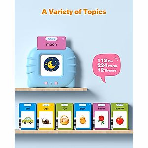 Airbition Talking Flash Cards for Toddler 1 2 3 4 Year Olds, Language Learning and Montessori Toys with 224 Words, Pocket Speech Therapy and Autism Toys, Children's Sensory Educational Device