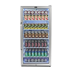 Whynter CBM-815WS Freestanding 8.1 cu. ft. Stainless Steel Merchandiser Superlit Door and Lock – White Commercial Beverage Refrigerator, Silver