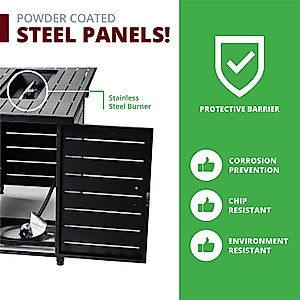 Lokingrise 42 Inch Outdoor Propane Fire Pit Table for Outside Patio Rectangular Gas Fire Pit Coffee Table with Firepit, 50,000 BTU, Waterproof Cover, Electronic Ignition, Lava Rock