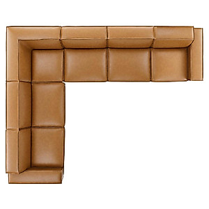 Modway Restore 6-Piece Vegan Leather Sectional Sofa in Tan