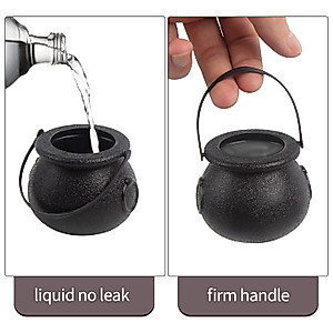 DIYASY Mini Plastic Cauldron,12 Pcs Witch Calderon Pot Black Buckets with Handle for Kids Halloween Candy St. Patrick's Coins Holder & Party Favors