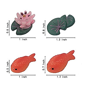 JKanruh 30 Pcs Mini Resin Red Goldfish,Lotus,Lotus Leaf Sets,Cute Resin Miniature Ornament Micro Landscape for Fairy Garden Decor,DIY Ornament Craft DIY Dollhouse