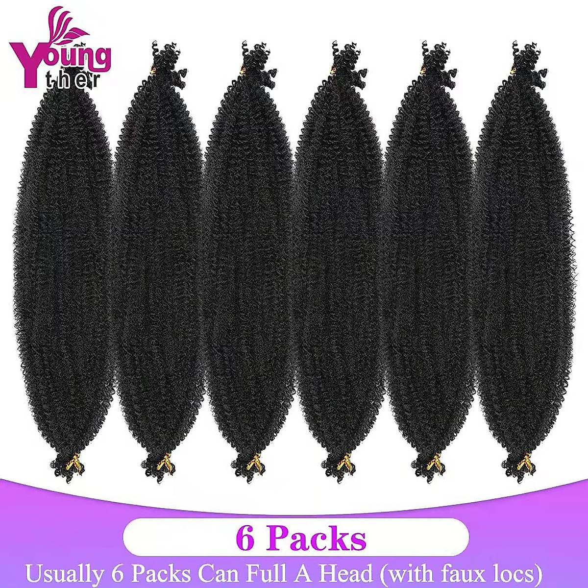 Pre-Separated Spring Twist Hair 24 Inch Long 6 Packs Soft Afro Twist Crochet Hair with Toka for Distressed Butterfly Locs Synthetic Marley hair Twist Braids Hair Extensions For Black Women (1B#)