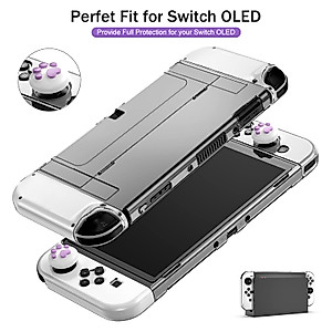 Younik Switch OLED Accessories Bundle, 17 in 1 Purple Switch Oled Accessories Kit for Girls Include Switch Carrying Case, Adjustable Stand, Protective Case for Switch Console & J-Con