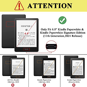 Soke Case for Kindle Paperwhite (11th Generation-2021 Release), Premium Fabric Cover with Auto Wake/Sleep & Multi-Viewing Angles for 6.8" Kindle Paperwhite & Signature Edition E-Reader, Black