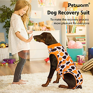 PetWarm Dog Spay Recovery Suit,Recovery Suit for Female Male Dogs,Dog Onesie After Surgey Spay Neuter Professional Pet Recovery Shirt Dog Abdominal Wounds Bandages,Leopard Pattern,Orange,XS
