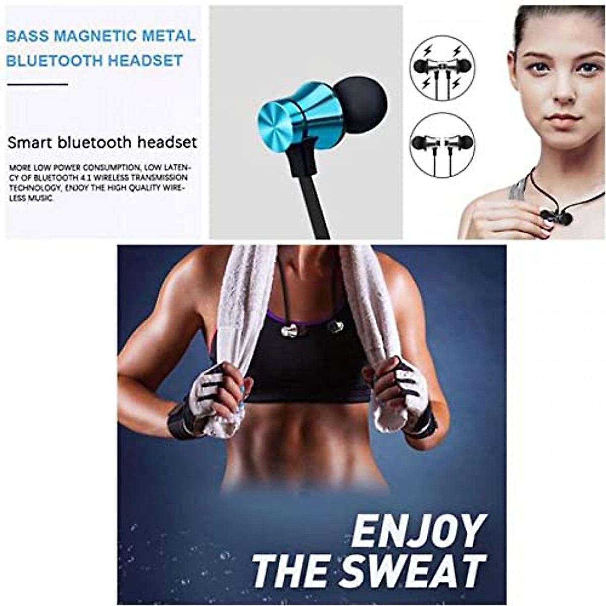 Wireless Magnetic Sport Neckband Headphones (Silver)