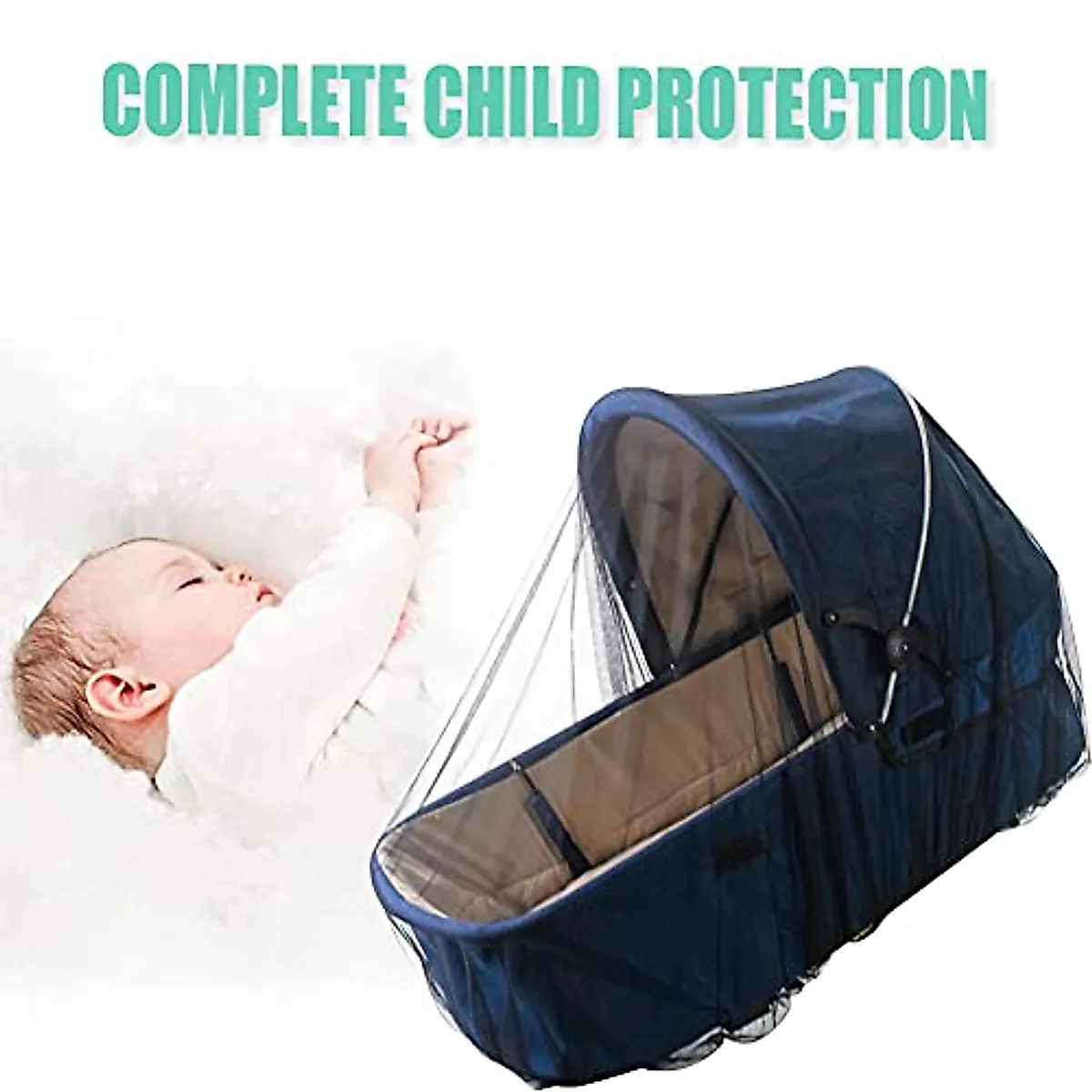 Mosquito Net for Stroller - 2 Pack Durable Baby Stroller Mosquito Net - Perfect Bug Net for Strollers, Bassinets, Cradles, Playards, Pack N Plays and Portable Mini Crib (Black) … …