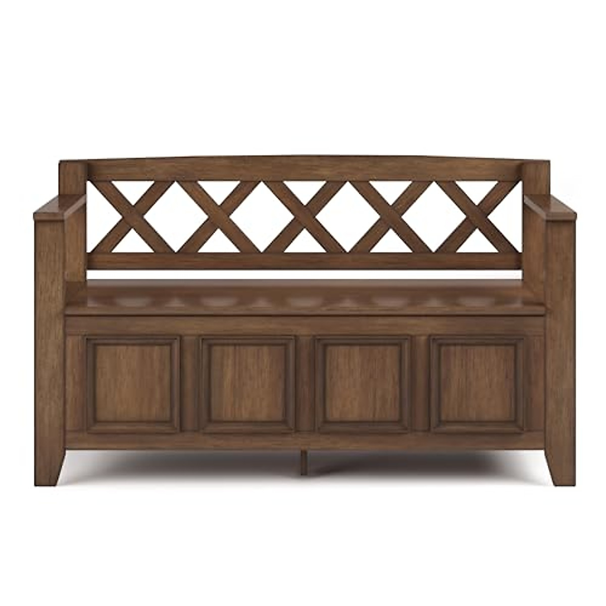 SIMPLIHOME Amherst SOLID WOOD 48 inch Wide Entryway Storage Bench with Safety Hinge, Multifunctional Transitional in Rustic Natural Aged Brown