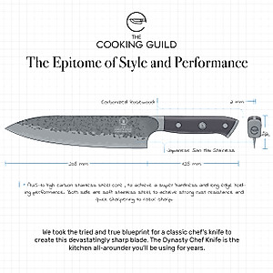 The Cooking Guild Dynasty Series Professional Chef Knife - 8" Japanese High Carbon Stainless Steel Gyutou Chefs Knives - Rust-Resistant & Razor Sharp Chef's Knives Designed to Last a Lifetime