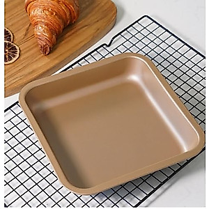 Dhjrefhhd 1Pcs Square Baking Pan Non-stick Coating Cake Baking Pan For Bread Chicken Wings Meats Cookies Cake Molds Baking Tray Golden