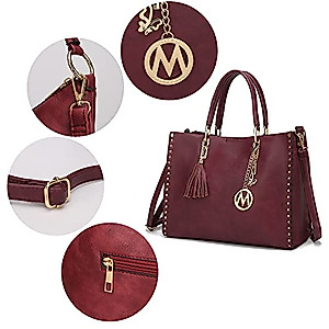 MKF Tote Bag for Women Vegan Leather Designer Handbag Shoulder Strap Lady Fashion Messenger Purse Grey