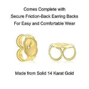 14k Yellow Gold 5mm Solitaire Round Cubic Zirconia CZ Stud Earrings with Solid Gold butterfly Pushbacks