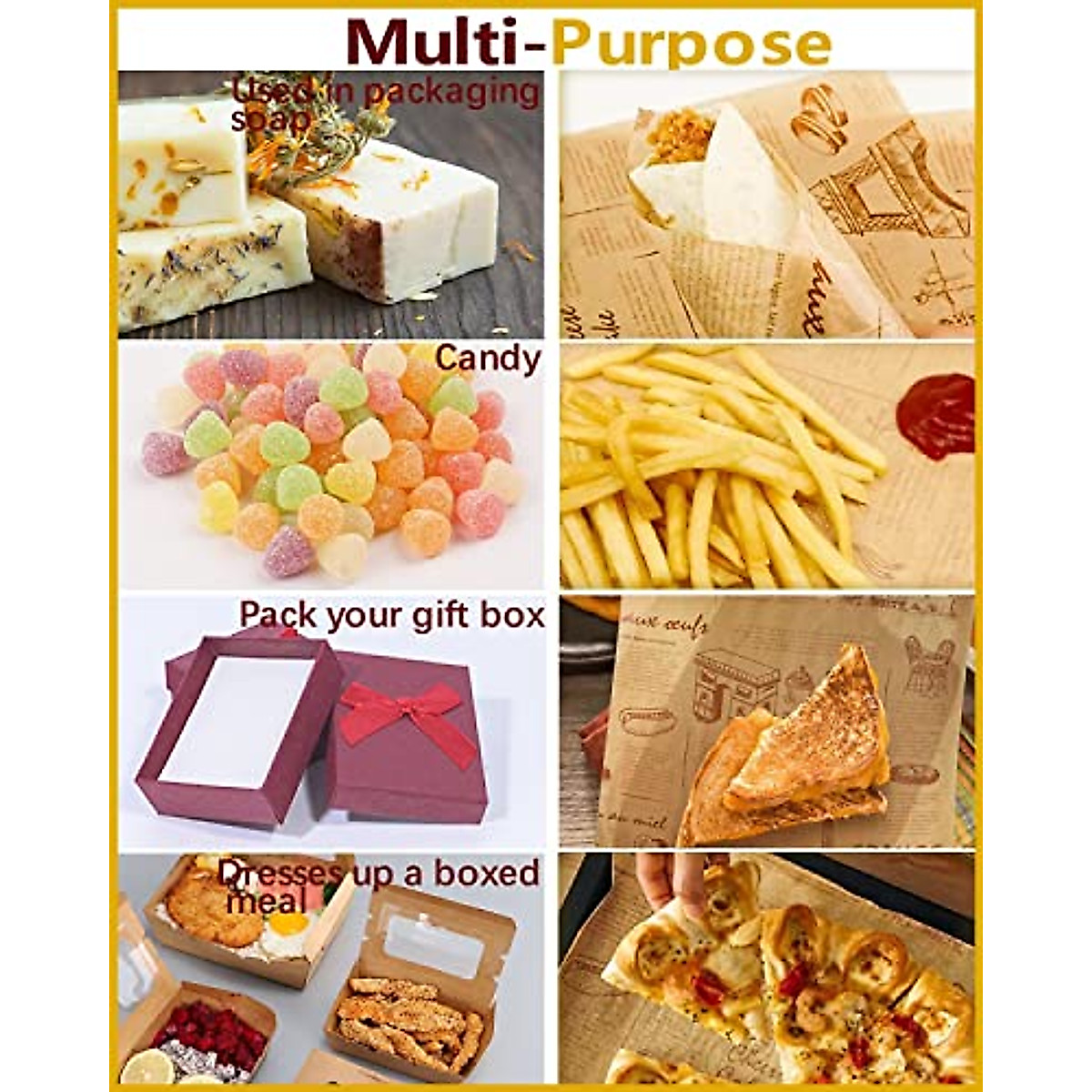 Katbite 100 Pcs Sandwich Wrapping Paper, Deli Paper Sheets 12x12 inch Food Basket Liners, Grease Proof & Non-stick Baking Parchment Paper is Perfect for Home, Picnic, Tray, Wrap, Burger and Burrito