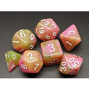 DND Dice Polyhedral 7-Die Dice Set for D&D Dungeons & Dragons Role Playing Gaming Glitter dice(Pink Green)…