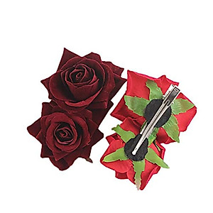 Rose Flower Hair Clip 3D Red Roses Flower Hair Accessories Comb Piece for Girls Women Bride Wedding Hair Clip Flamenco Dancer Hairpins Headwear Barrette Styling Tools Accessories