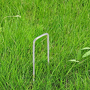HOOPLE 100 PC 6'' 11 Gauge Heavy Duty U-Shaped Securing Garden Stakes Pins - Sod Fence Landscape Staples for Anchoring Weed Barrier and Landscape Fabric, Premium Ground Stakes(100)