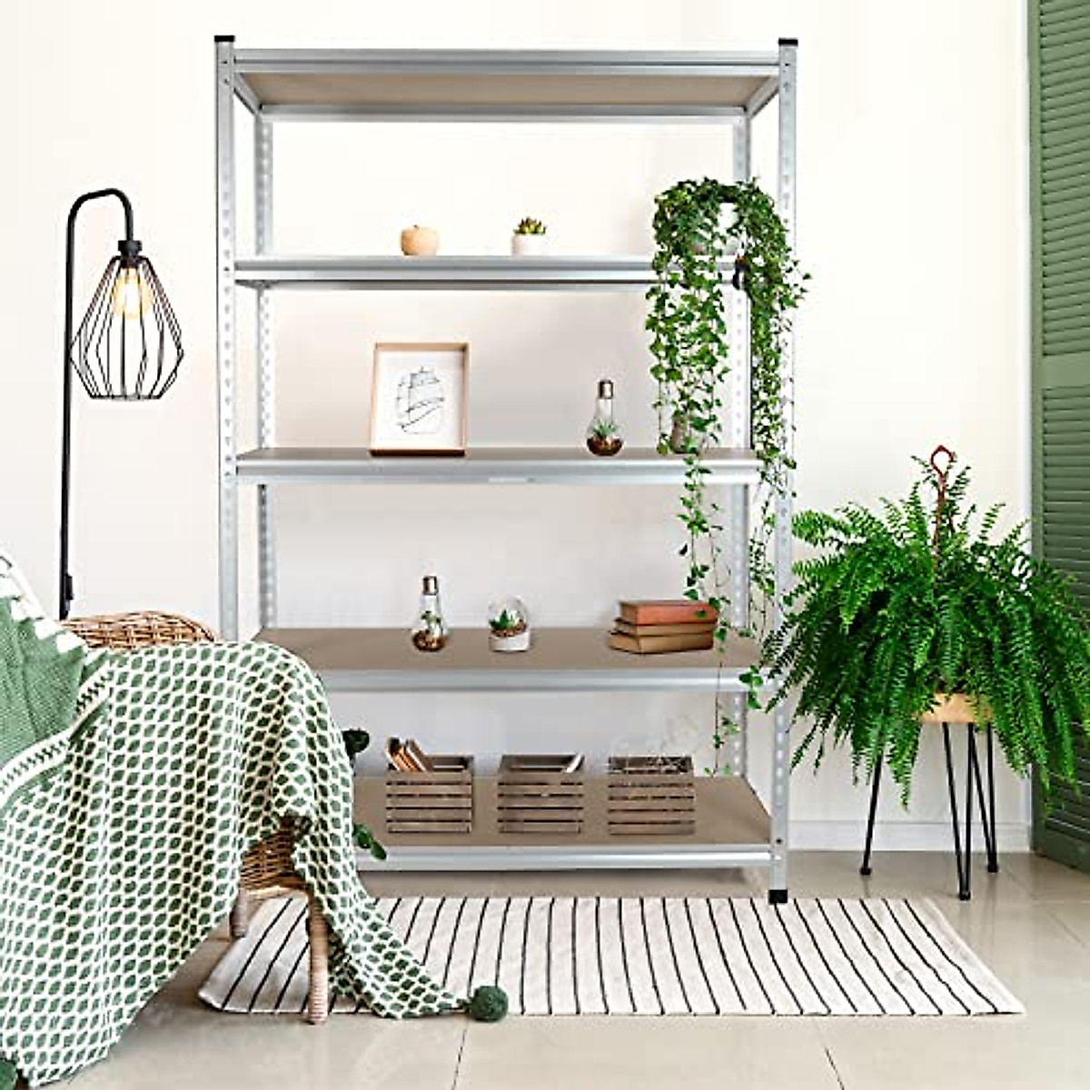 WORKPRO 5-Tier Storage Shelving Unit, 48”W x 24”D x 72”H, Adjustable Storage Rack Heavy Duty Aluminum Alloy Shelf, 2750 lbs Load Capacity (Total), for Garage, Kitchen, Bathroom, Warehouse, W082061