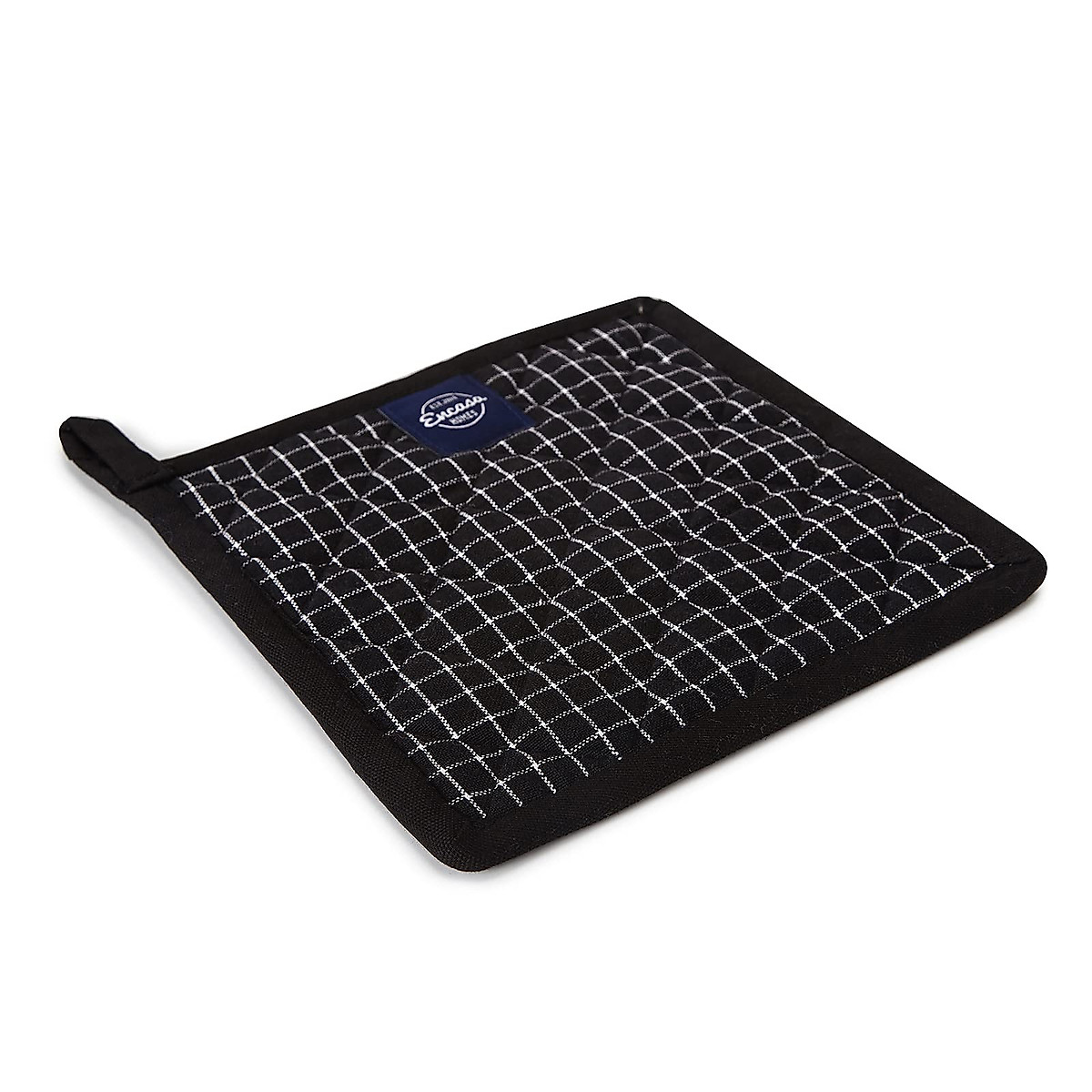 Encasa Homes 8 inches Oven Microwave Potholders (2 pc Set) for Kitchen Cooking & Baking - Heat Resistant, Thick & Safe, Protection of Hands from Hot Utensils - Butcher Checks Black
