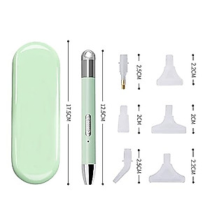 Luminous Rhinestone Painting Pen Ergonomic Rechargeable Embroidery Bead Picker Tool with 6 Heads Green