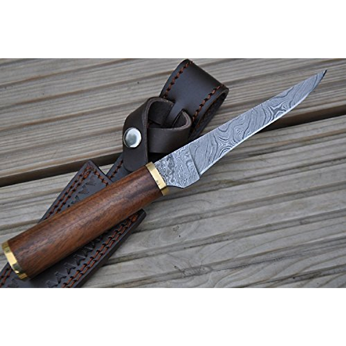 Perkin Knives - Custom Handmade Damascus Hunting Knife - Beautiful Boning Knife