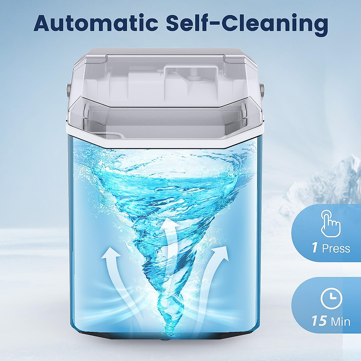 FREE VILLAGE Nugget Ice Maker Countertop, Pebble with Soft Chewy Pellet Ice, 11,000pcs/35Lbs/Day, Self-Cleaning, One-Click Operation, Portable Machine for Home Kitchen Bar Party, Grey