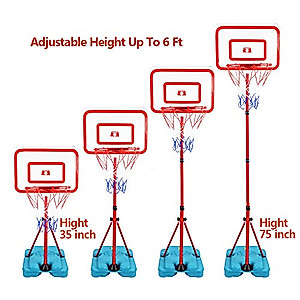 E EAKSON Kids Basketball Hoop Stand Adjustable Height 2.9 ft -6.2 ft Indoor Basketball Hoop Outdoor Toys Outside Backyard Games Mini Hoop Basketball Goal Gifts for Boys Girls Toddler Age 3 4 5 6 7 8